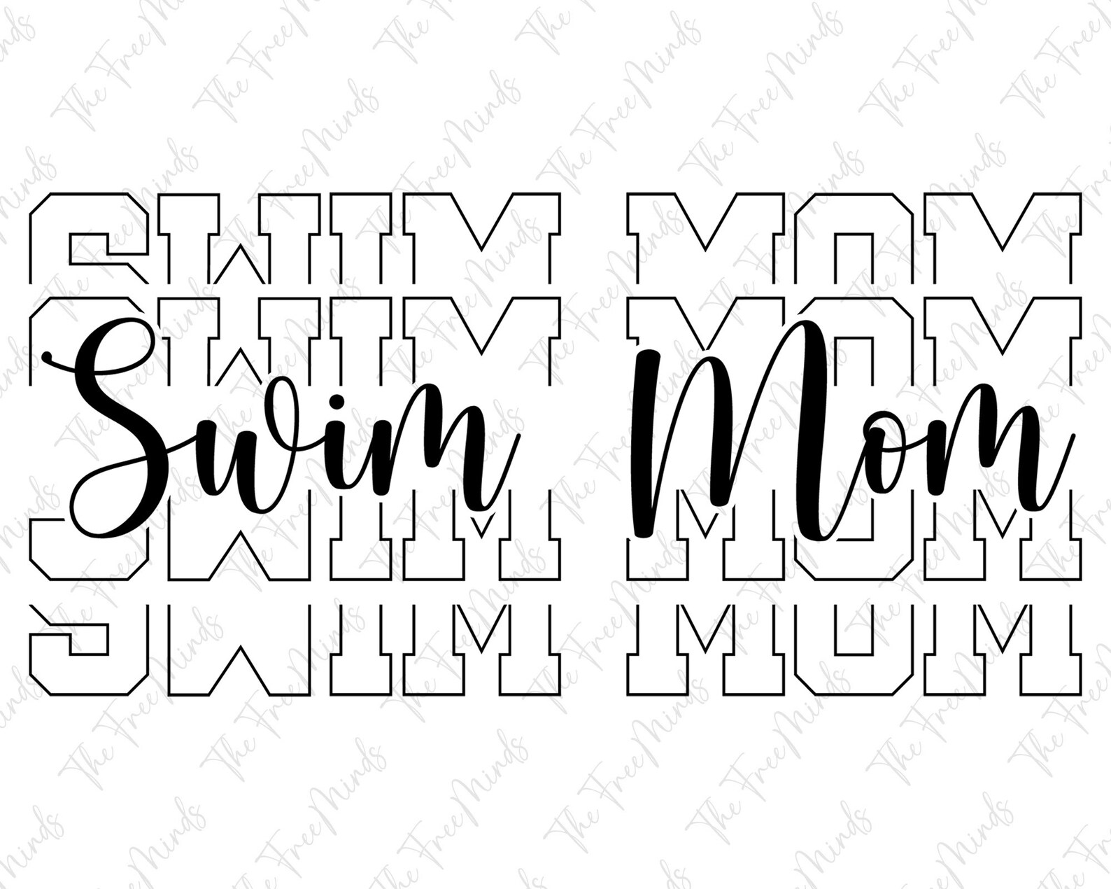 Swim Mom Svg Stacked Svg Digital Download Swimming Svg - Etsy