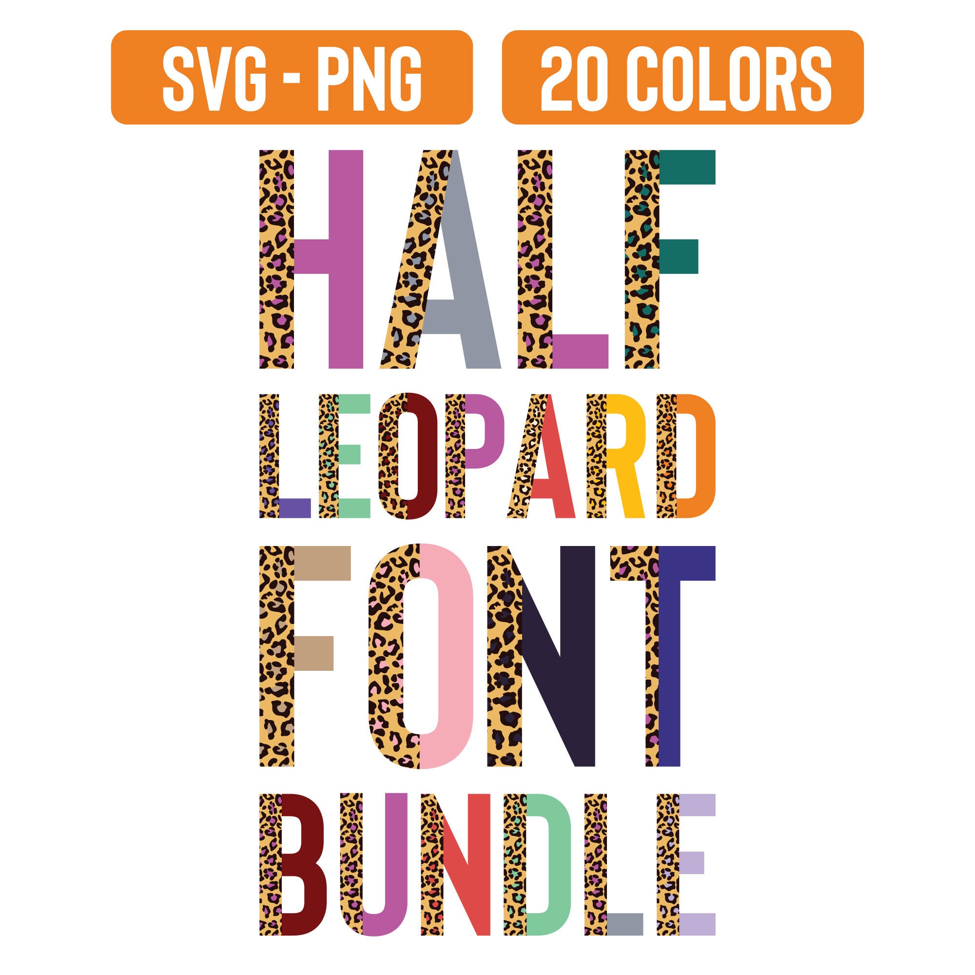 HALF LEOPARD FONT Svg Colour Abc Svg Twenty Colour Wild - Etsy