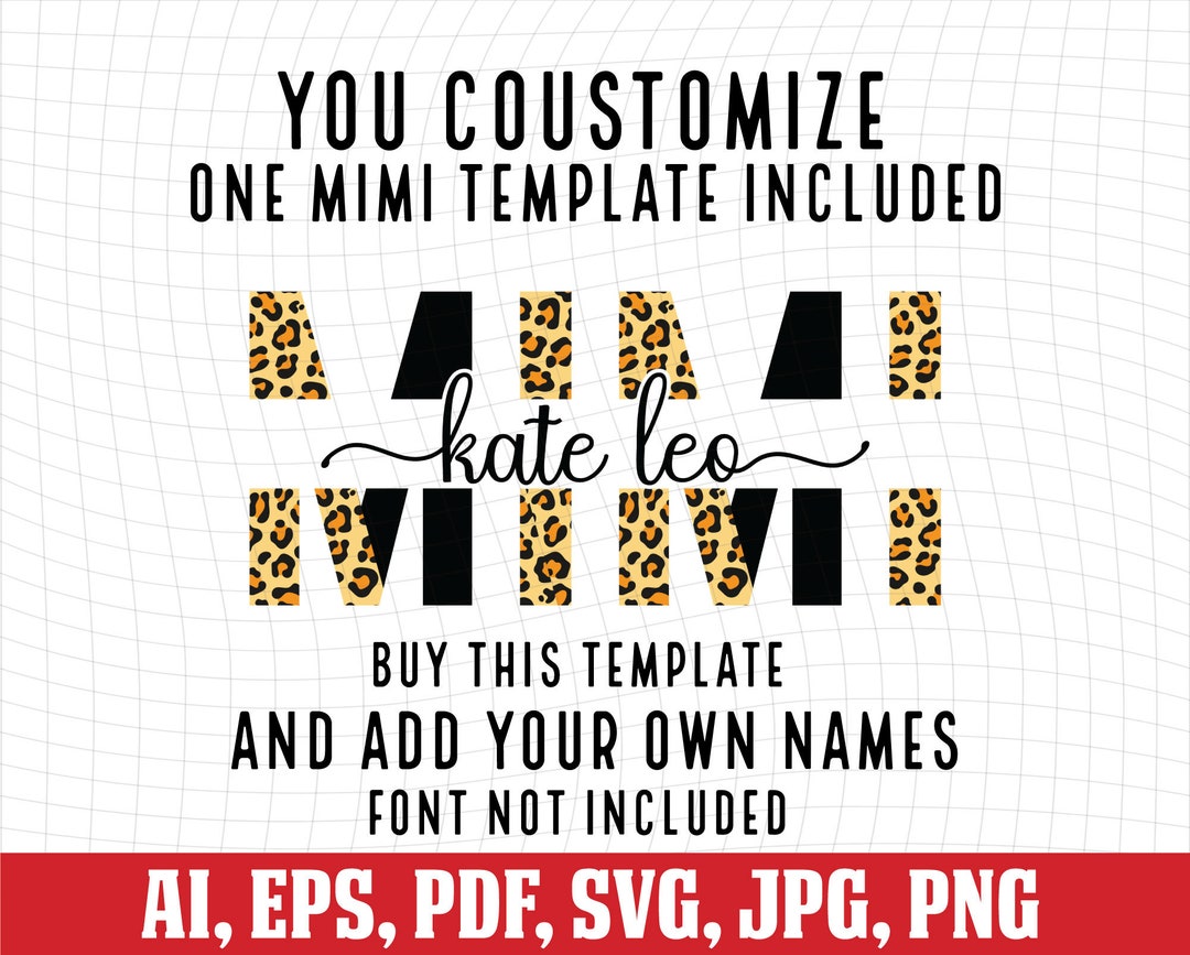 PERSONALIZED MIMI SVG, Mimi Sublimation Png, Half Leopard and Boho ...