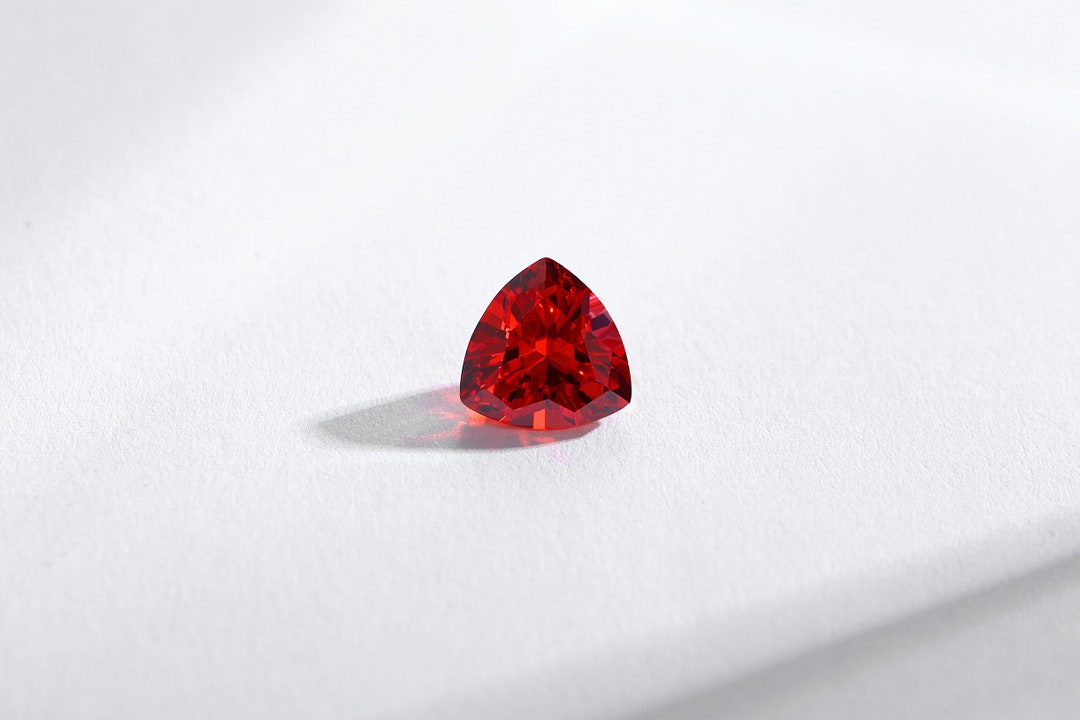 Reddish Orange Trilliant Shape Loose Cubic Zirconia, Synthetic Gem ...