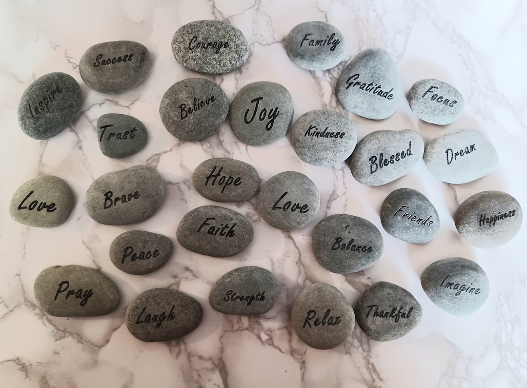 Inspirational Word Worry Stones Made From Natural River Rocks and Laser ...