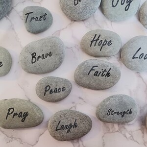 Inspirational Word Worry Stones Made From Natural River Rocks and Laser ...