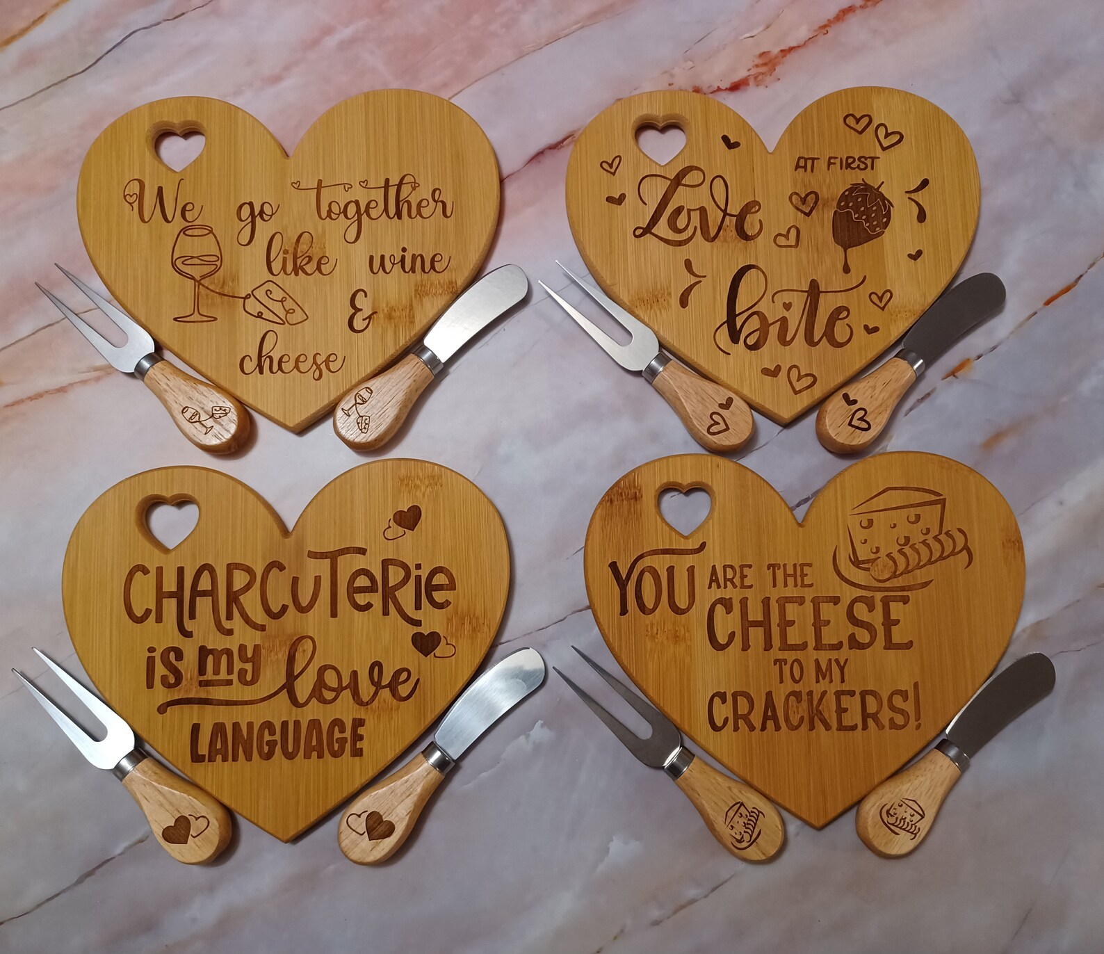 Heart Shaped Cheese Charcuterie Board Set, Personal Size, Perfect for 1 ...