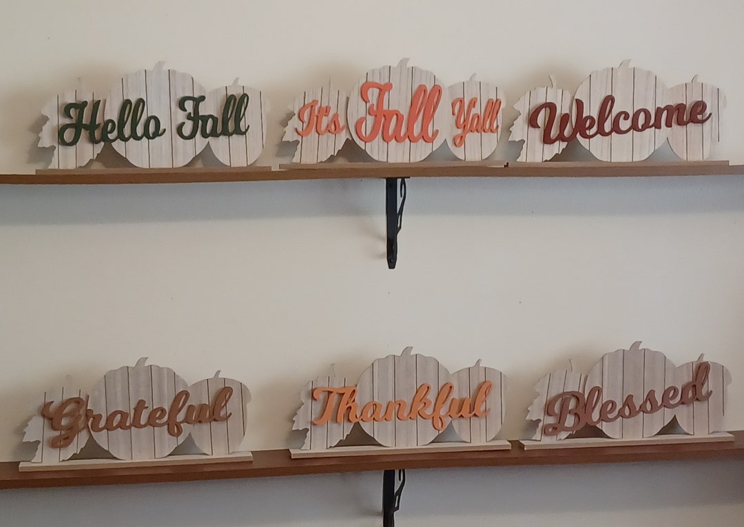 Fall Shelf Sitter Decor, Autumn Pumpkins, Acorns, and Fall Leaves for ...