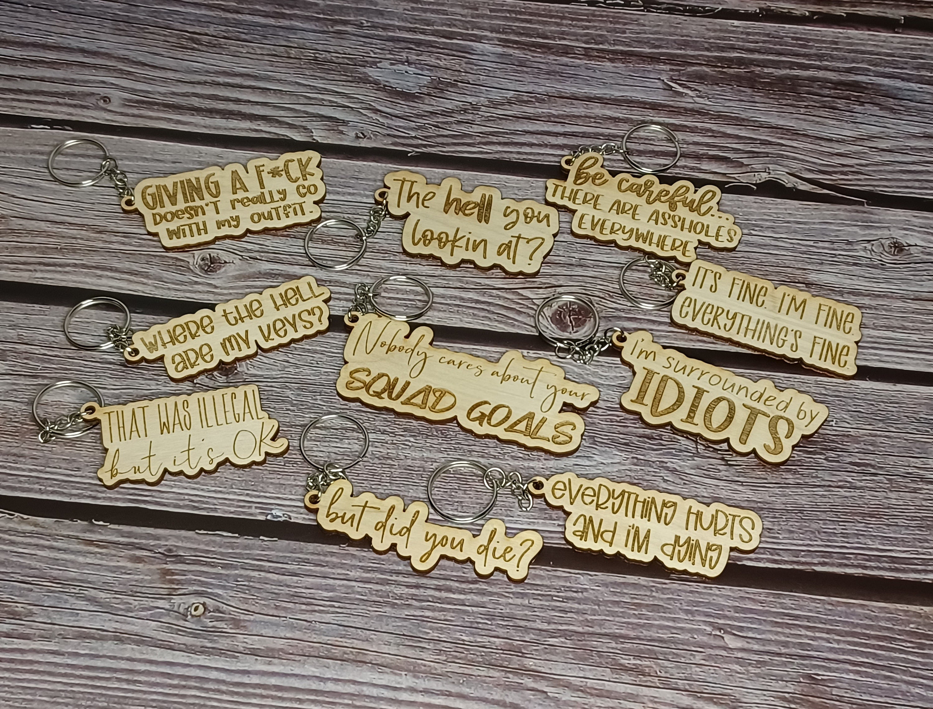 Sarcastic Laser Engraved Key Rings/chains - Set of 2 or Set of 10 - Fun ...
