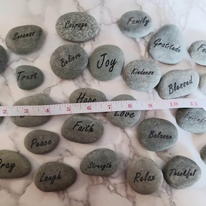 Inspirational Word Worry Stones Made From Natural River Rocks and Laser ...