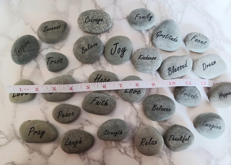 Inspirational Word Worry Stones Made From Natural River Rocks and Laser ...