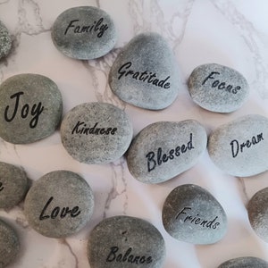 Inspirational Word Worry Stones Made From Natural River Rocks and Laser ...
