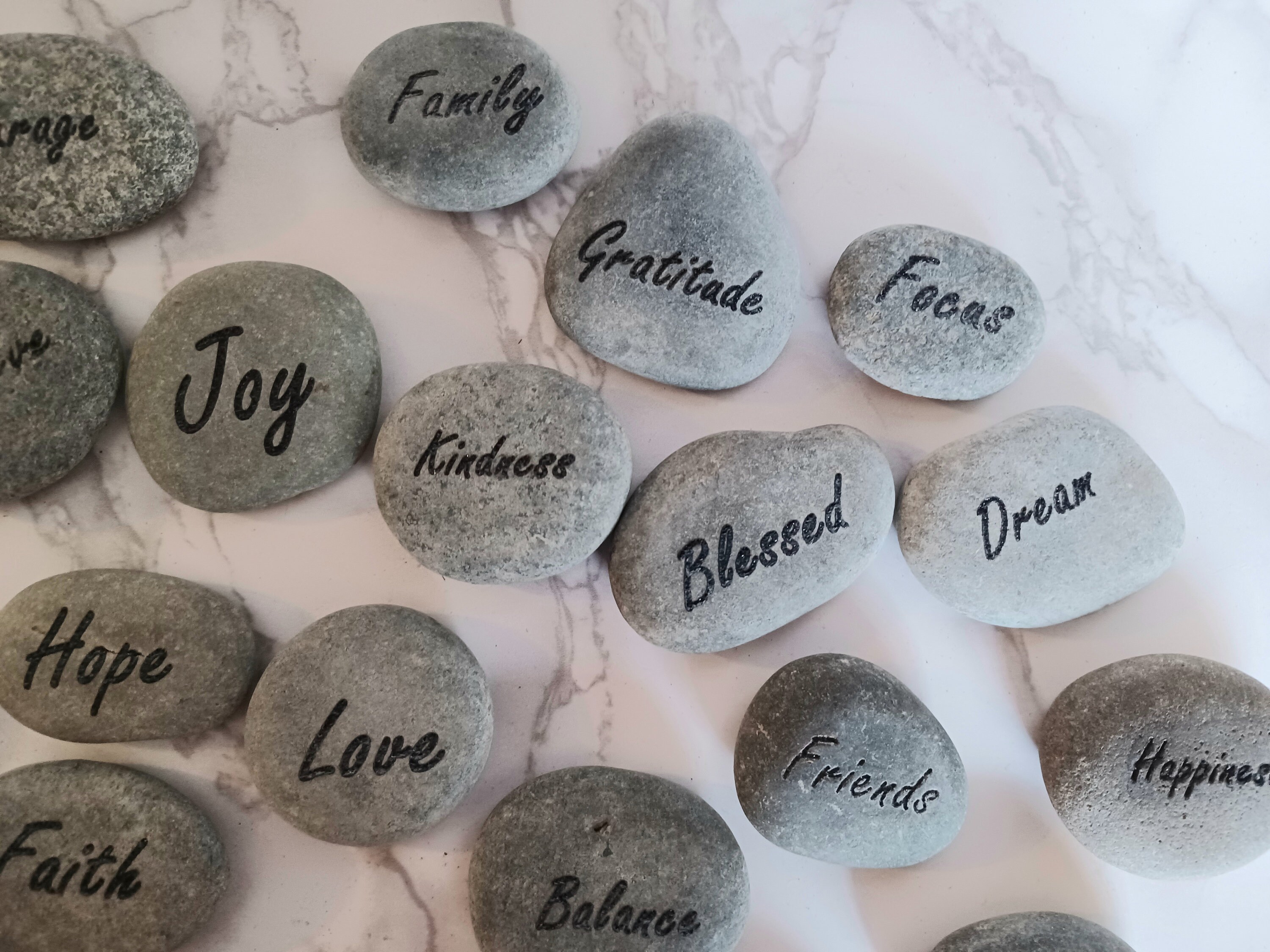 Inspirational Word Worry Stones Made From Natural River Rocks and Laser ...
