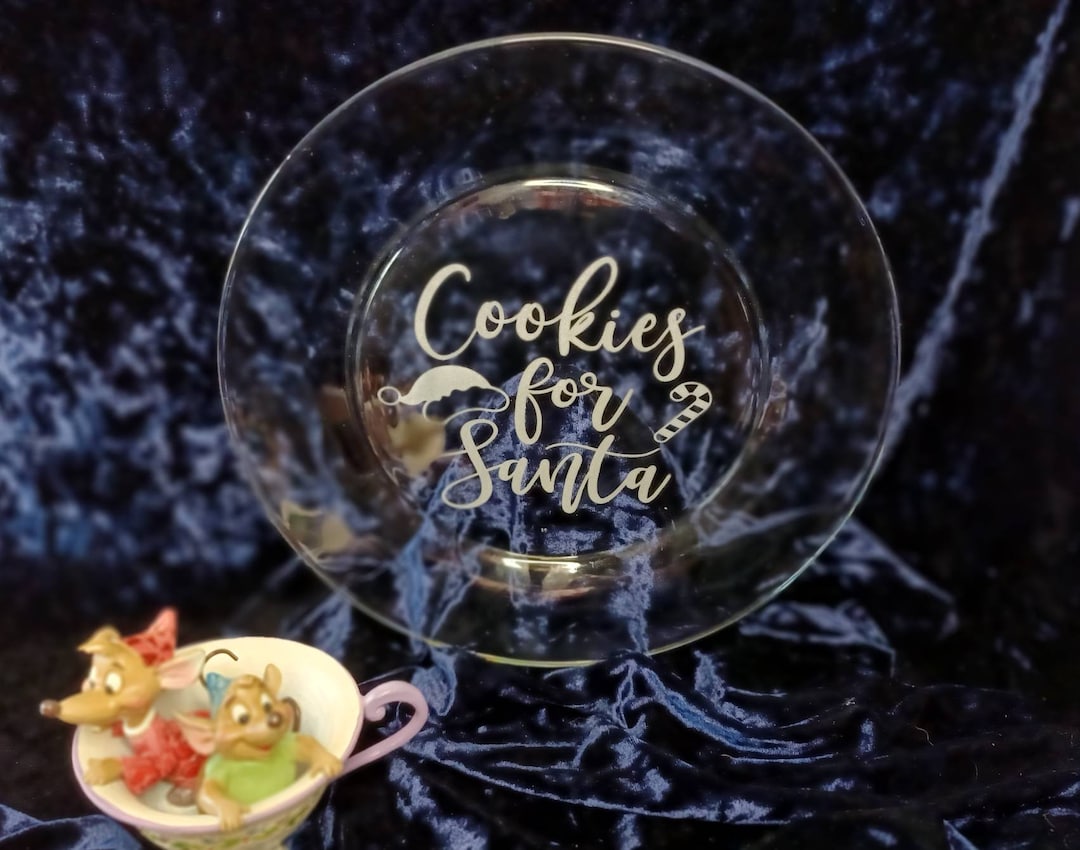 Laser Engraved Glass Plate 12" Cookies for Santa and Reindeer, Custom ...