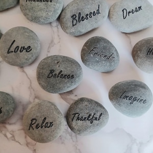 Inspirational Word Worry Stones Made From Natural River Rocks and Laser ...