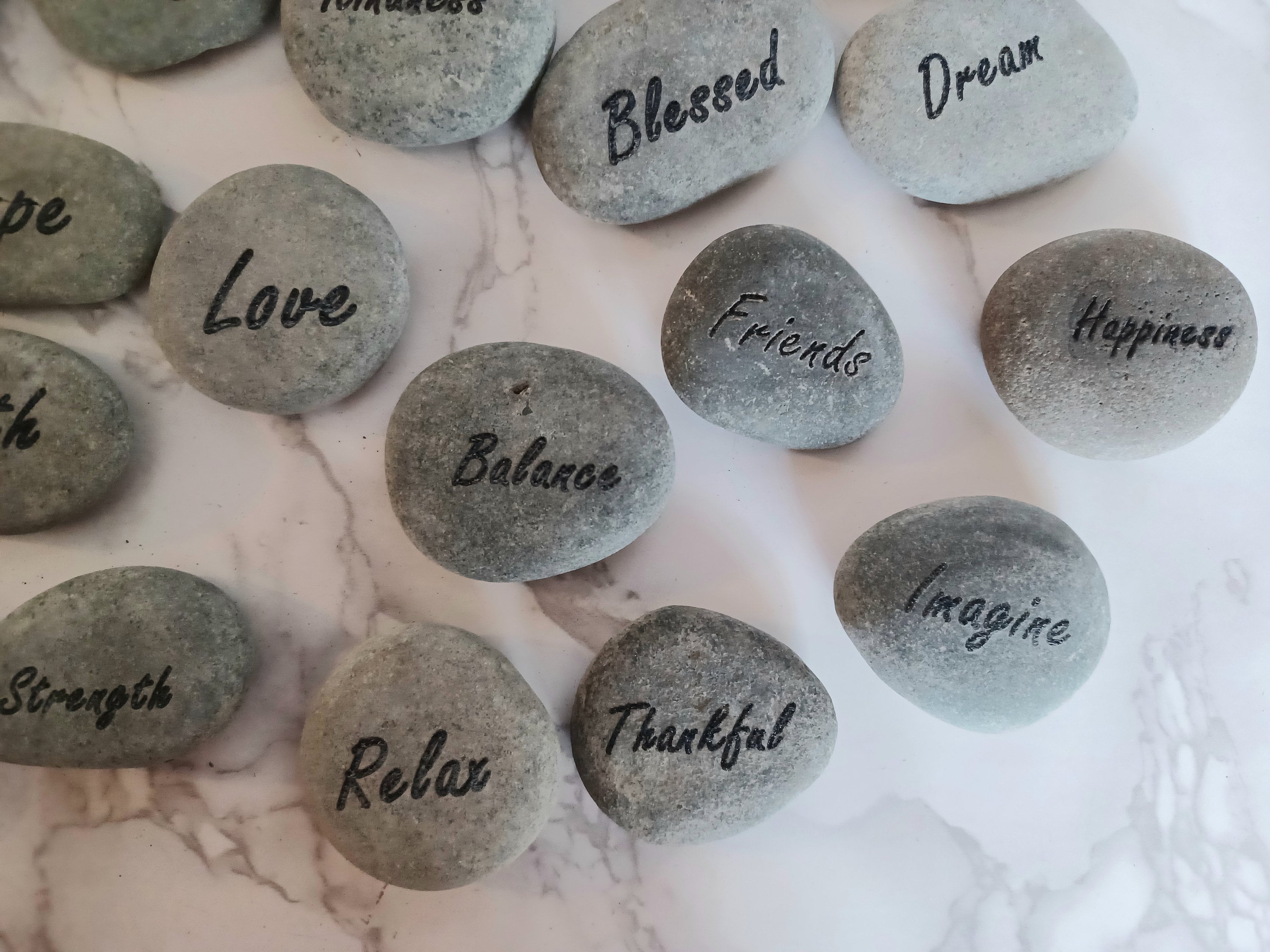 Inspirational Word Worry Stones Made From Natural River Rocks and Laser ...