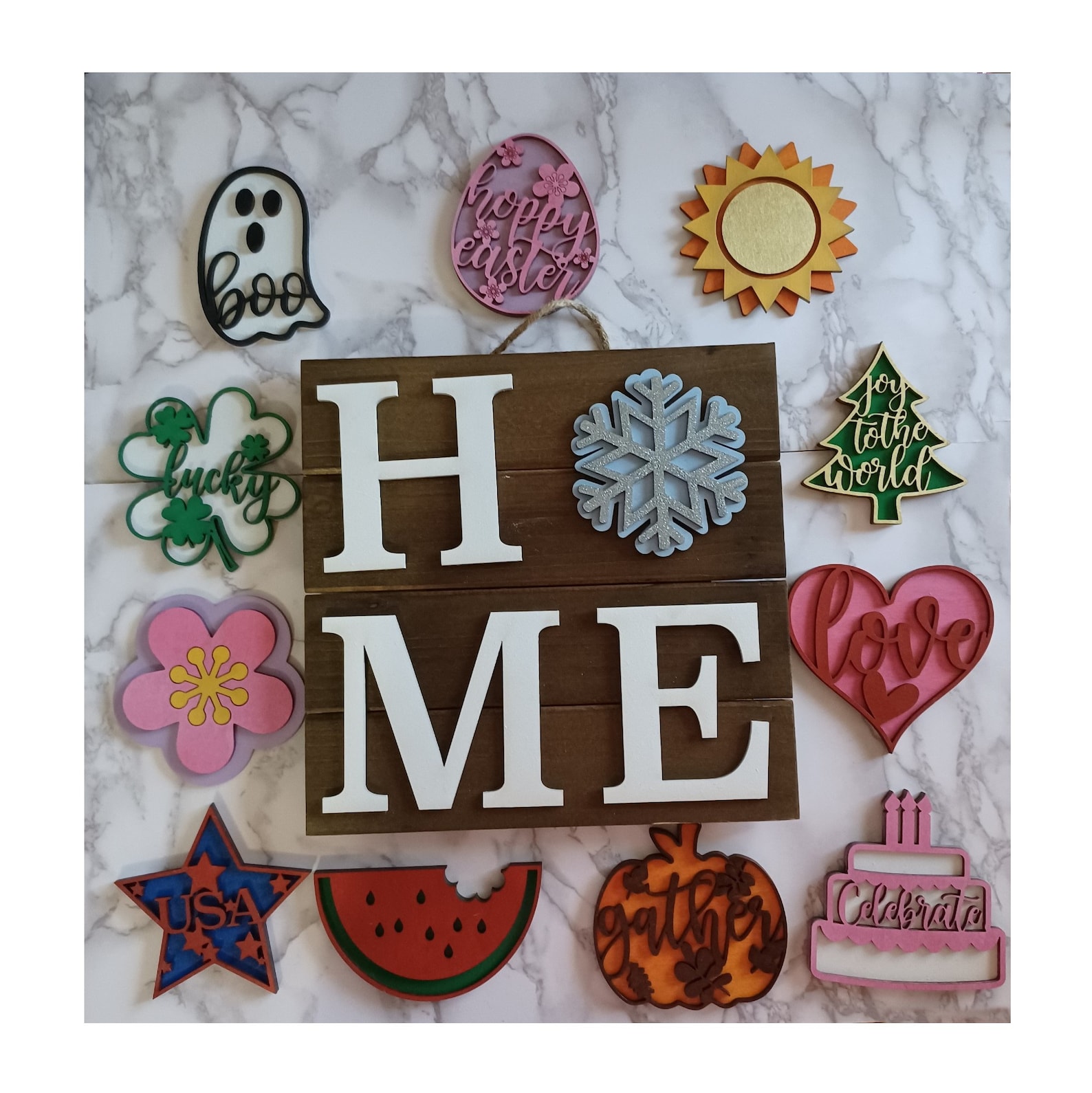 Interchangeable Home Sign With 12 Seasonal Options - Etsy