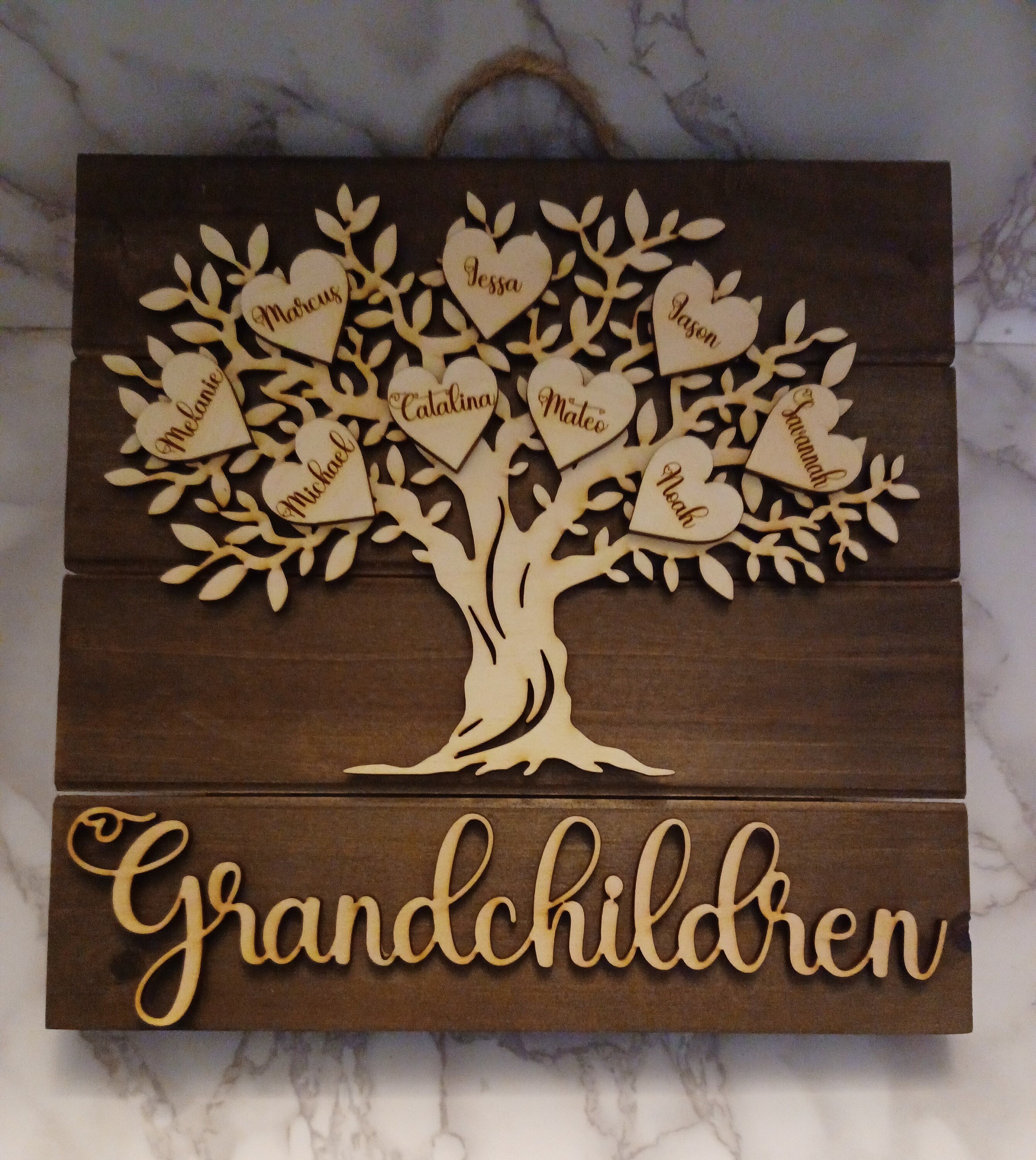 Family Tree Name Wall Decor Hanging Sign 10x10 - Etsy