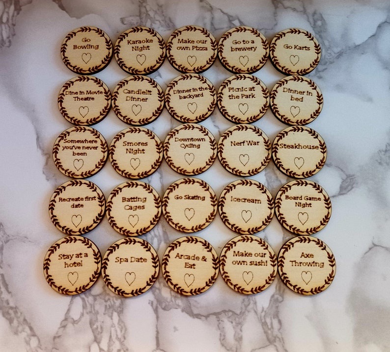 Date Night Idea Tokens, Set of 25 Tokens to Help Choose Your Next Date ...