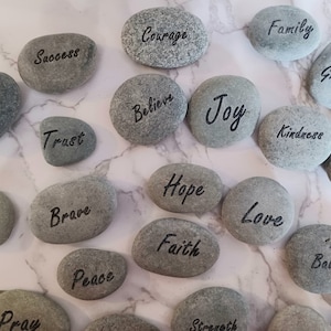 Inspirational Word Worry Stones Made From Natural River Rocks and Laser ...
