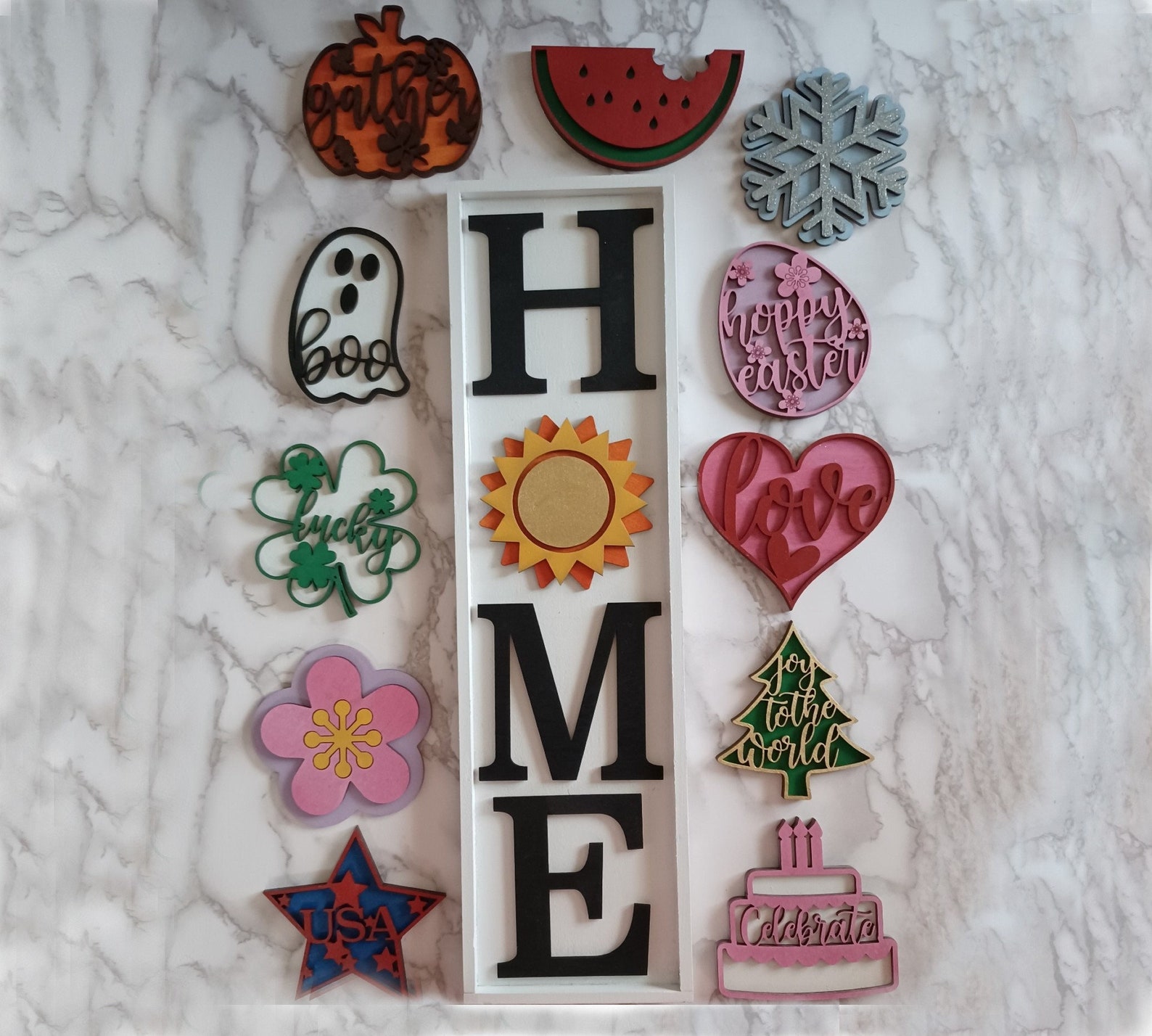 Interchangeable Home Sign With 12 Seasonal Options | Etsy