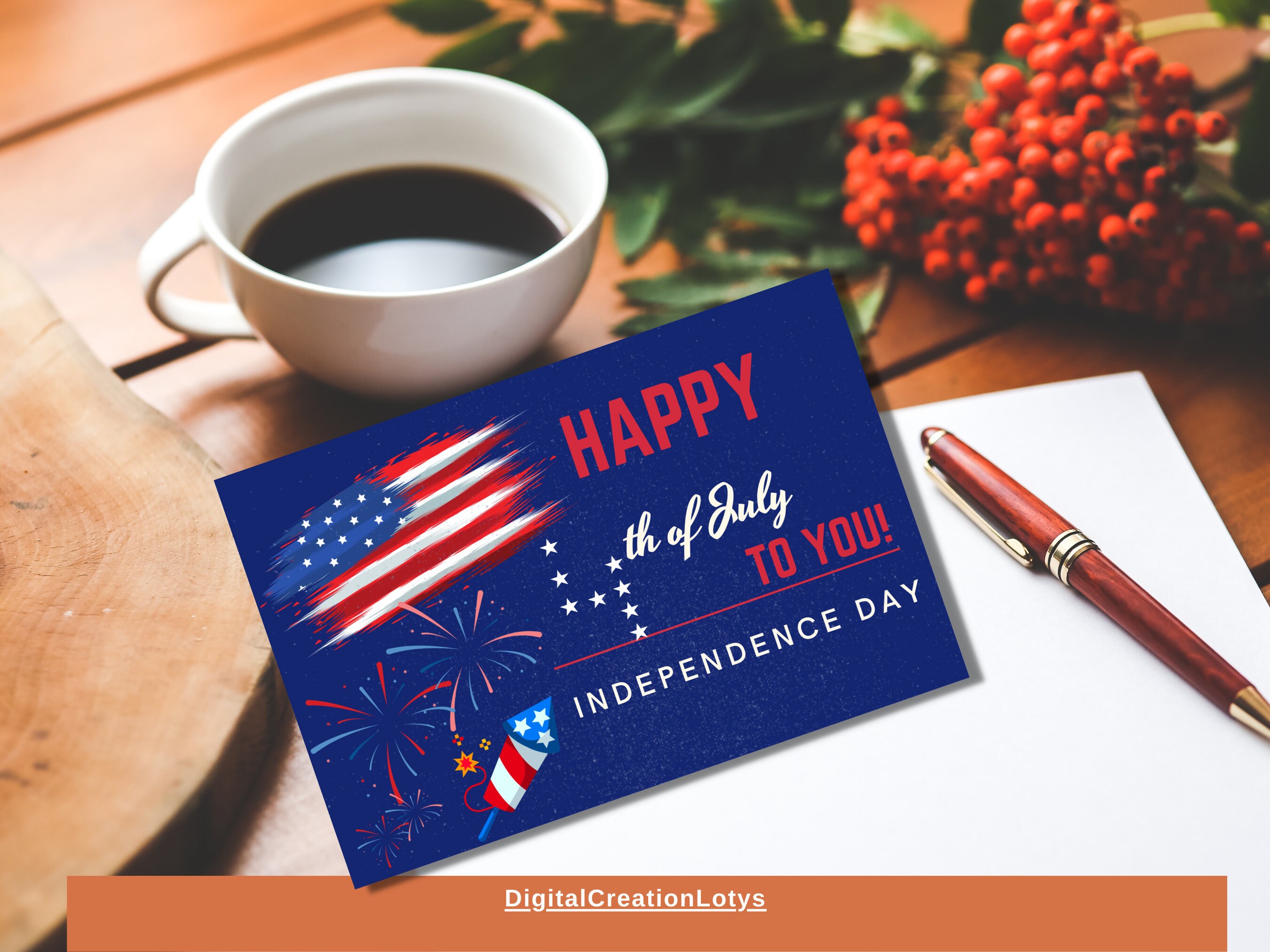 Happy 4th of July Printable Card|independence Day Card| Fourth of July ...
