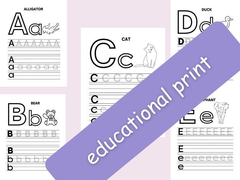 Printable Minimalist Animal ABC Tracing Worksheet| Digital Download ...