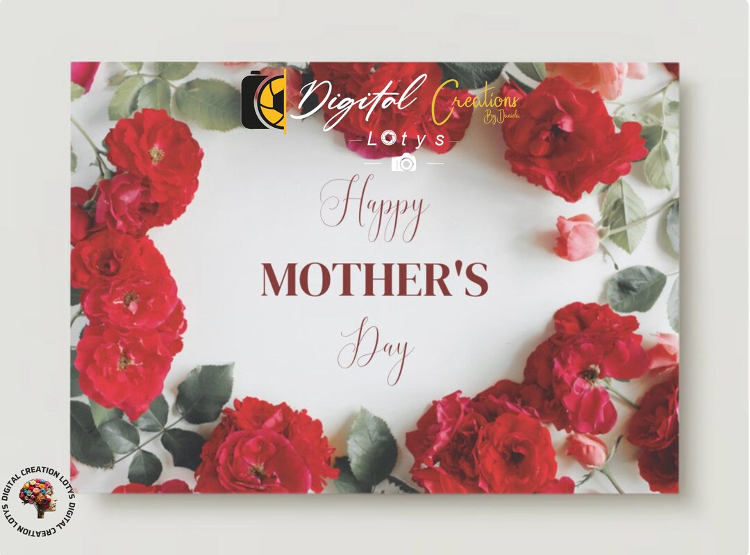 Red Roses Mother's Day Card - Elegant Floral Design - Digital Download ...