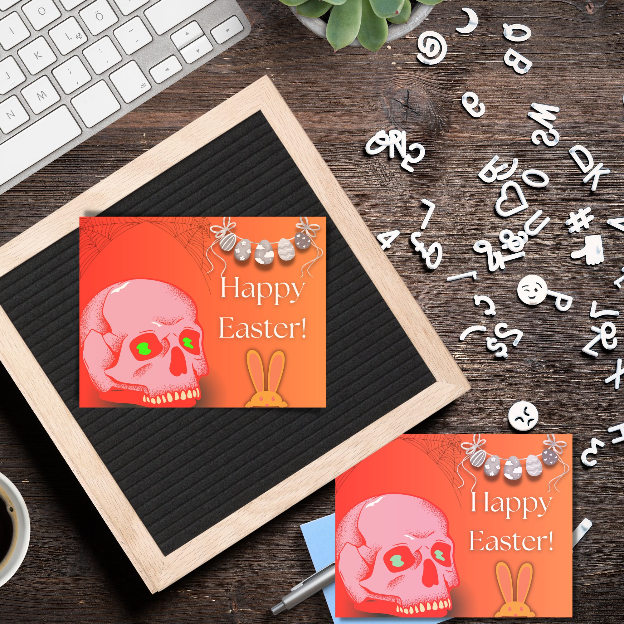 Skeleton Easter Card: Skeleton Head With Eggs, Funny Easter, Skeletons ...
