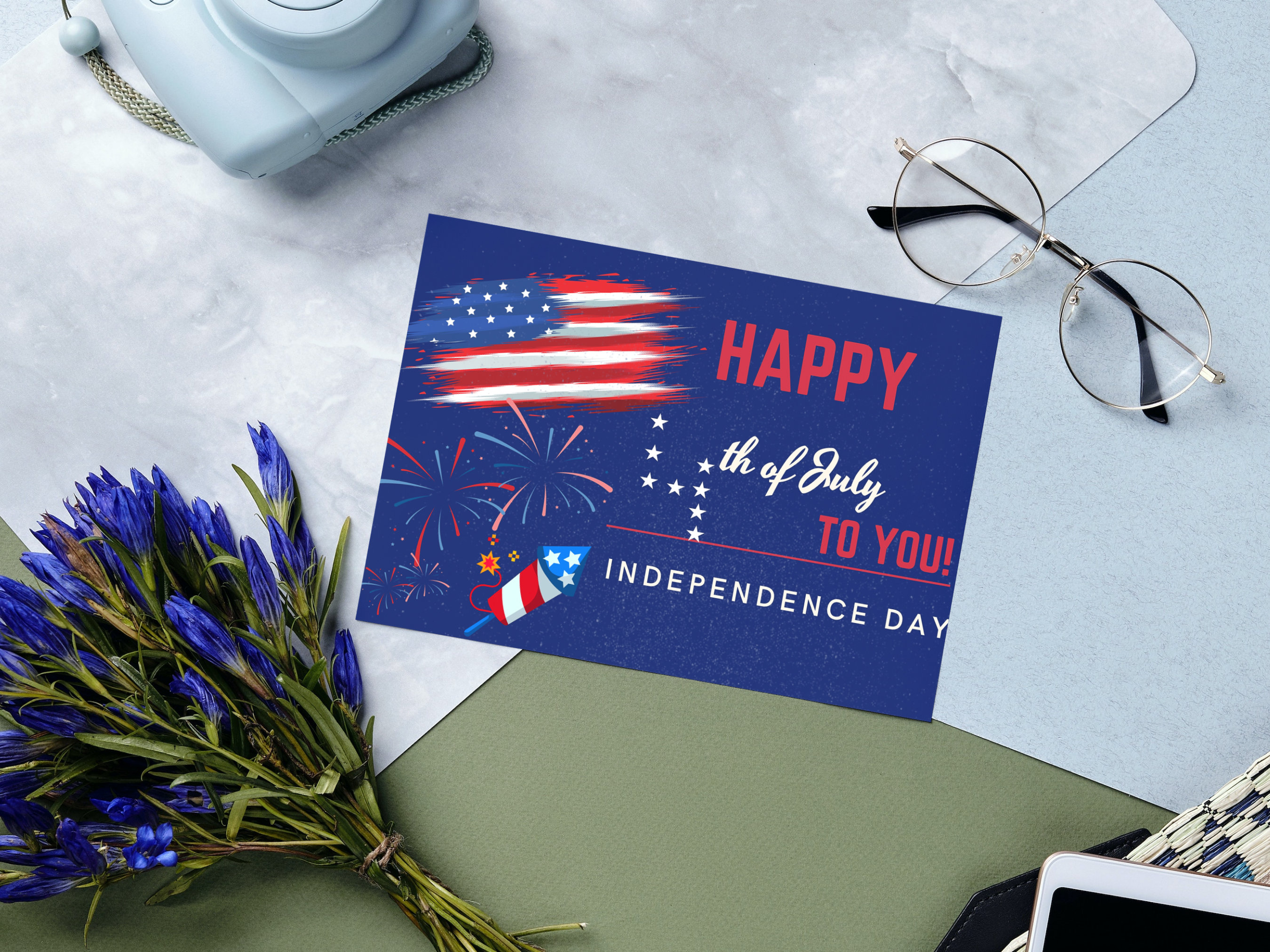 Happy 4th of July Printable Card|independence Day Card| Fourth of July ...