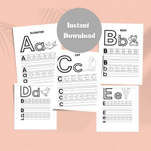 Printable Minimalist Animal ABC Tracing Worksheet| Digital Download ...