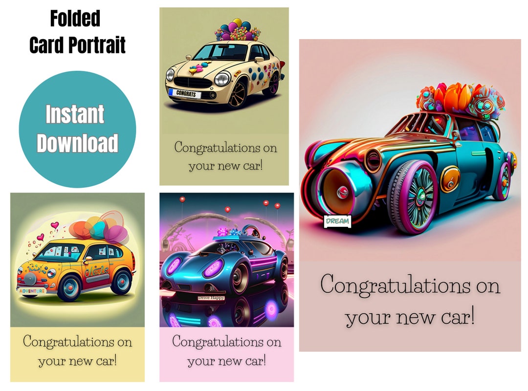 New Car Card Bundle: Congratulations Gift, Digital Printable (PDF) - Etsy