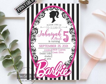 Black Barbie Party Invitation | Etsy