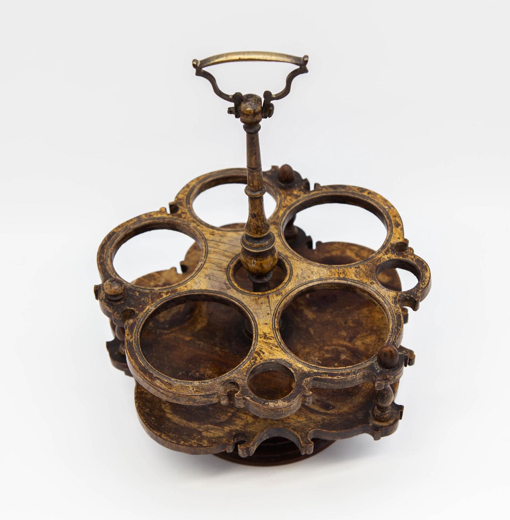 Antique English Cruet Set: Mahogany Carrier, Silver-topped Bottles ...