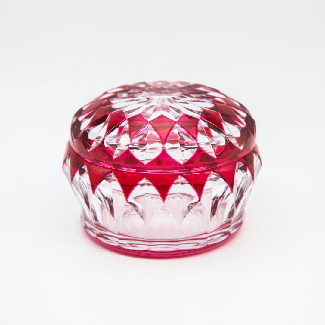 Crystal Art Deco Candy Jar by Val Saint Lambert in Ruby Purple Color ...