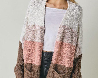 Color Block Cardigan Pattern - Etsy