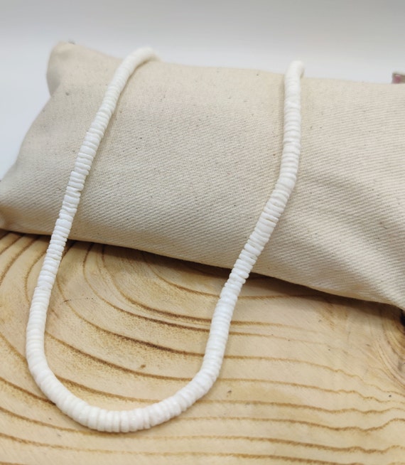 White Natural Puka Shell Necklace Round Cut/ 18 Long | Etsy