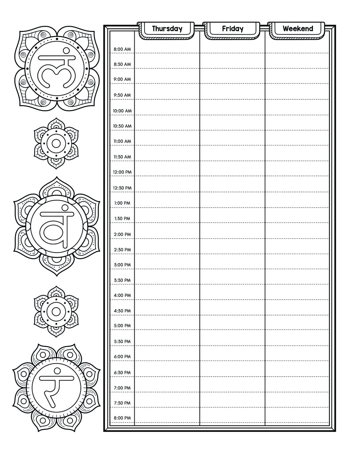 Chakra Themed Printable Colouring Pages for Monthly Planner - Etsy