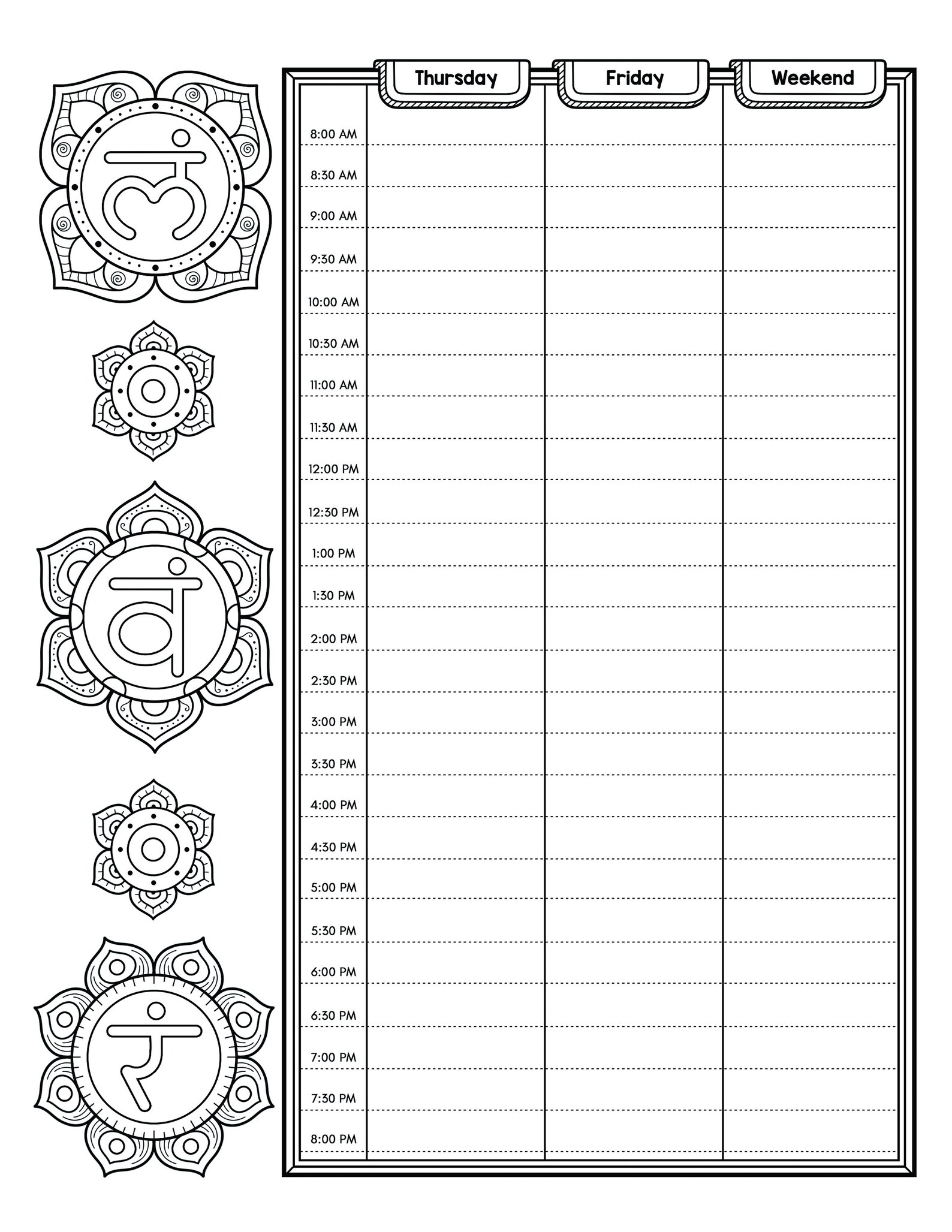 Chakra Themed Printable Colouring Pages for Monthly Planner PERSONAL ...