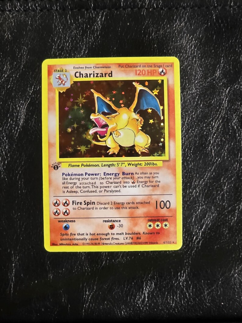 High Quality 1st Edition Charizard Custom Handmade Extra Shiny Foil ...