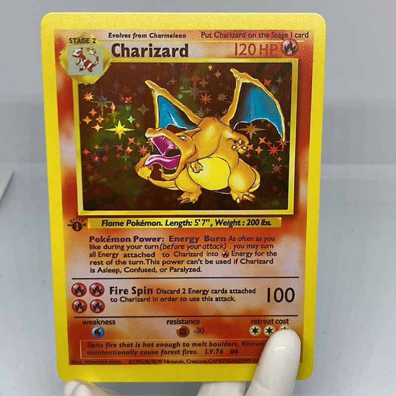 High Quality Holographic 1st Edition Charizard Custom Handmade Card ...