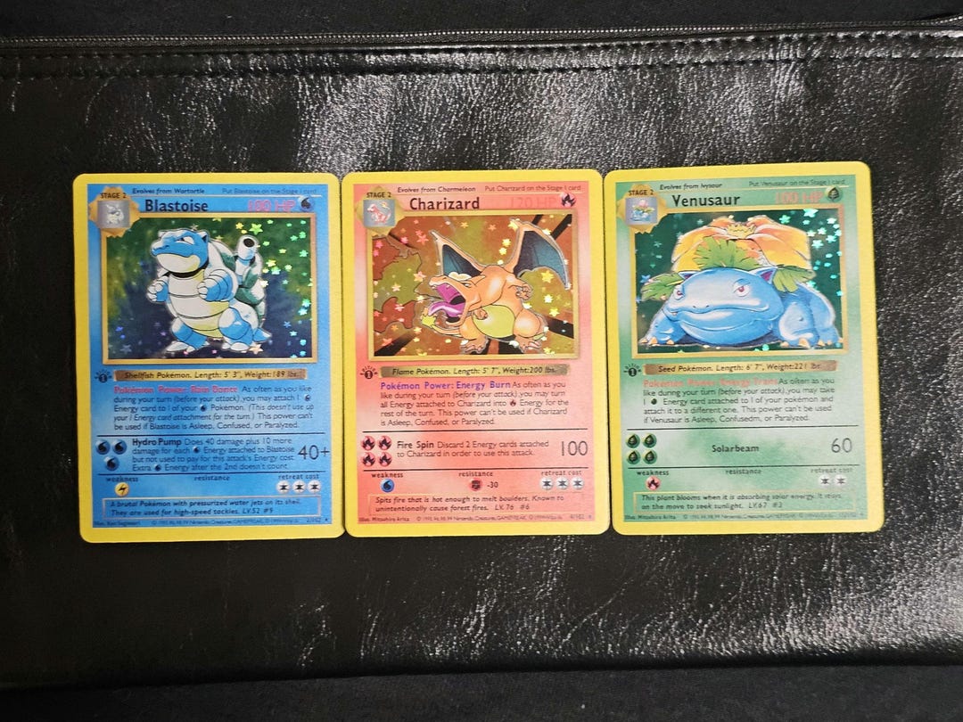 High Quality Holographic 1st Edition Blastoise Charizard Venusaur ...