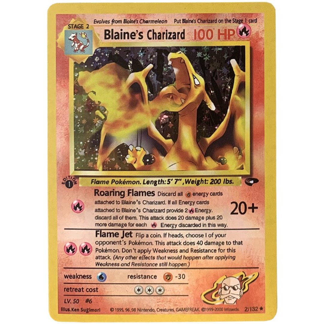 High Quality 1st Edition Holographic Blaine's Charizard Custom Handmade ...