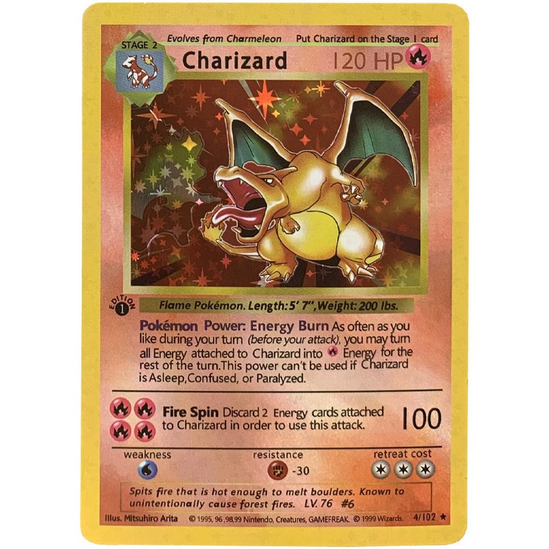 High Quality 1st Edition Shadowless Charizard Custom Handmade Holographic Card With Pro Case ...