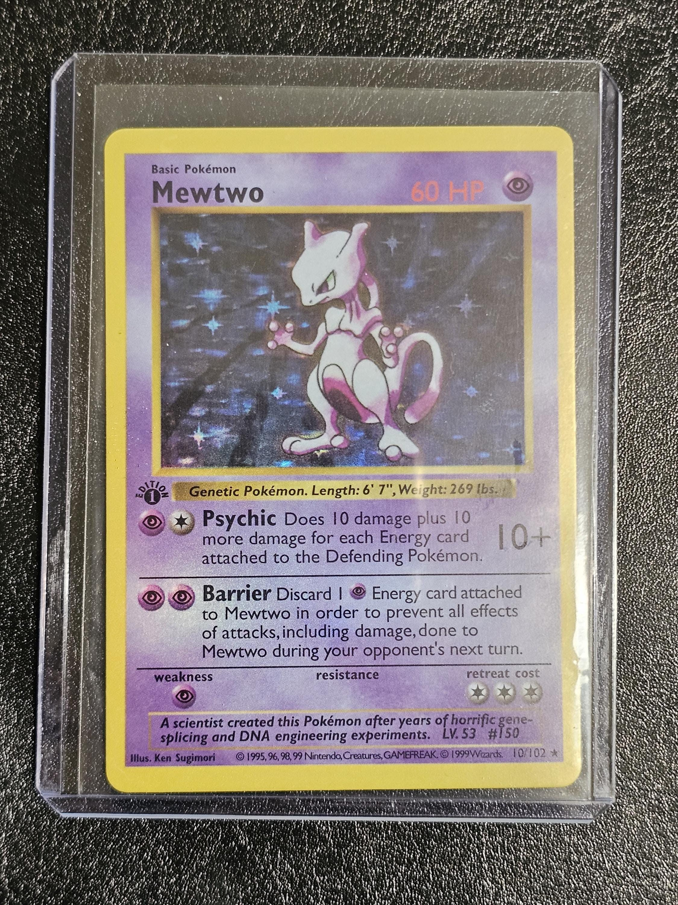 High Quality 1st Edition Holographic Mewtwo Custom Handmade Card With ...