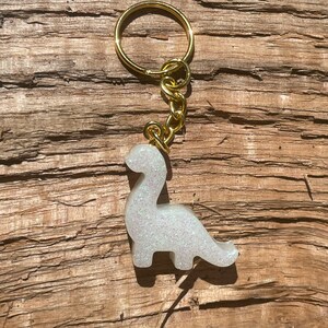 Super Cute Dinosaur Keychain, Brachiosaurus, White and Super Sparkly - Etsy