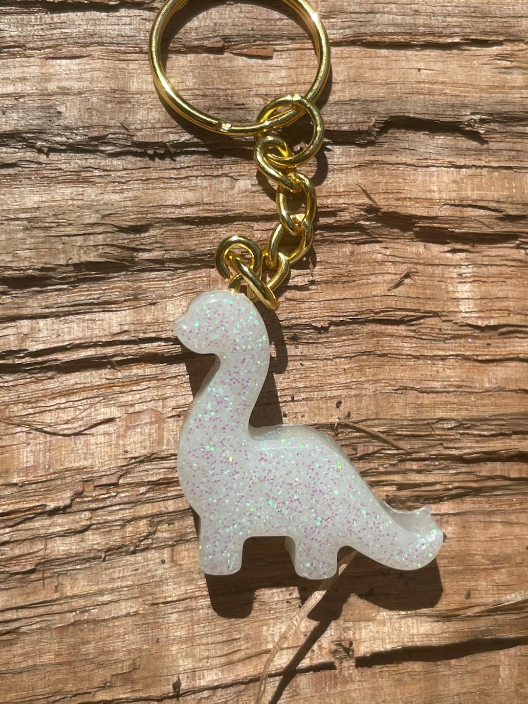 Super Cute Dinosaur Keychain, Brachiosaurus, White and Super Sparkly - Etsy
