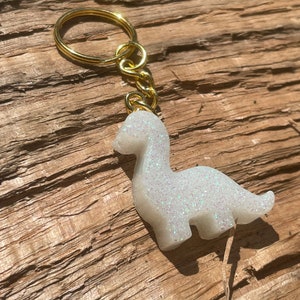Super Cute Dinosaur Keychain, Brachiosaurus, White and Super Sparkly - Etsy