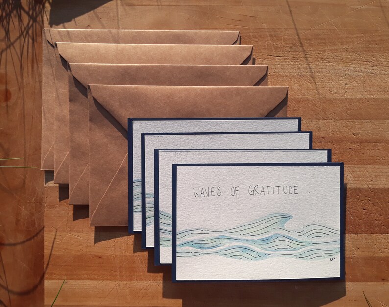 Set of 4 Gratitude Postcards-blue - Etsy