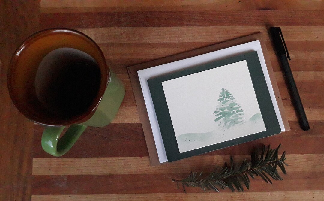 Blank Green Winter Cards-set of 4 - Etsy