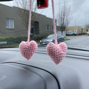 Crochet Heart Car Charm: Valentine's Day Rearview Mirror Decoration - Etsy