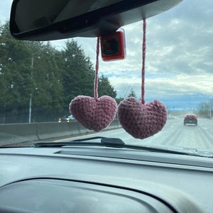 Crochet Heart Car Charm: Valentine's Day Rearview Mirror Decoration - Etsy