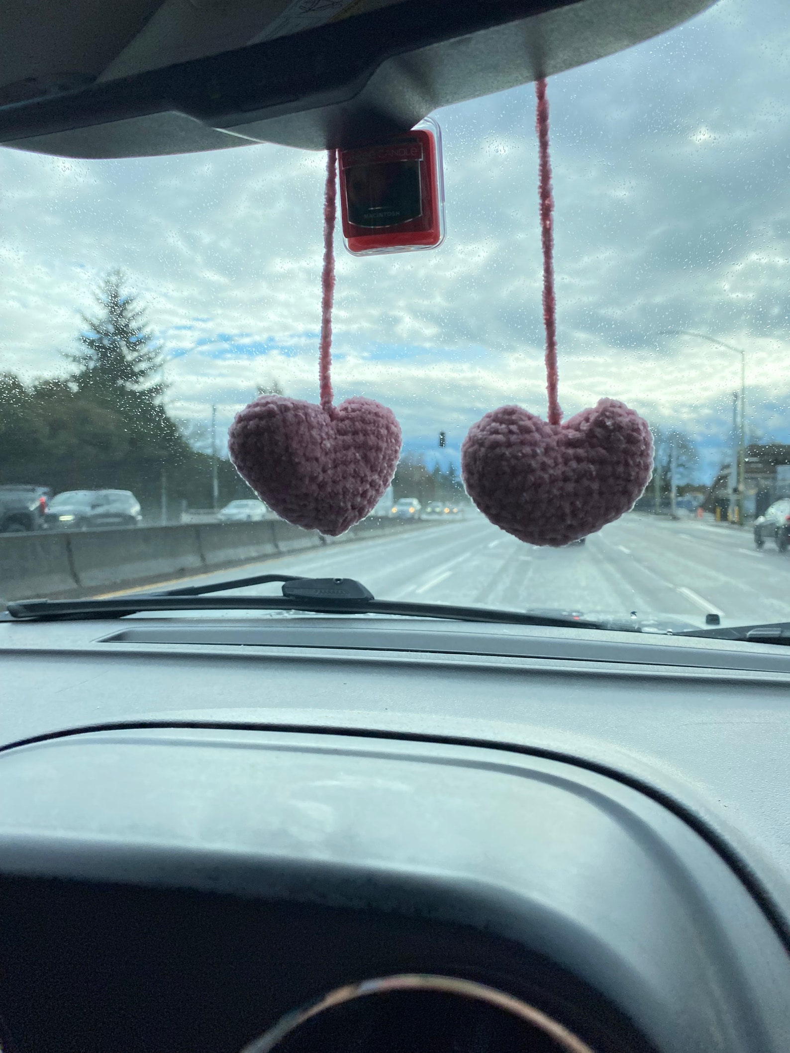 Crochet Heart Car Charm: Valentine's Day Rearview Mirror Decoration - Etsy