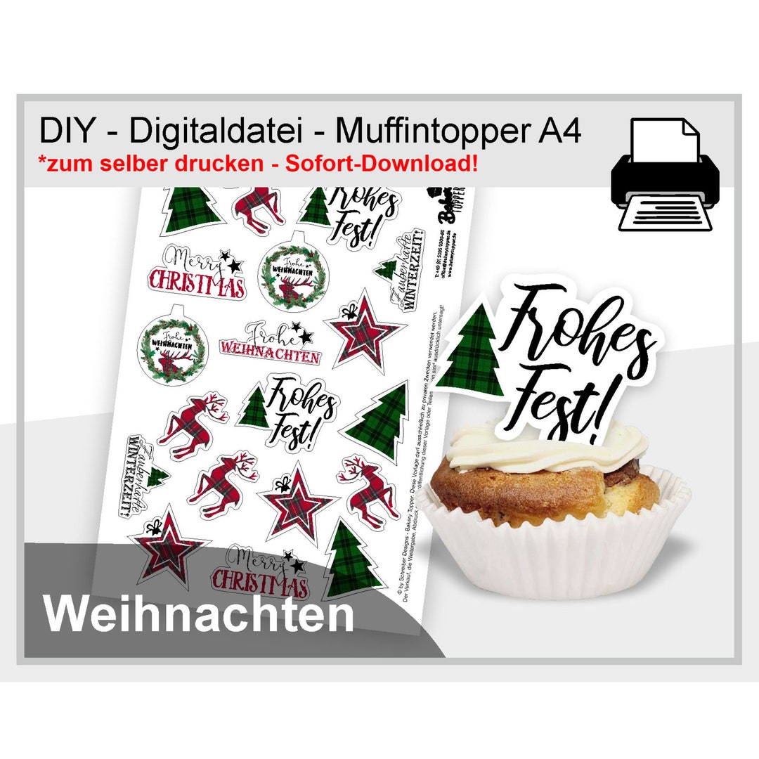 Muffin Toppers Cake Topper Special Shape Christmas Advent - Etsy